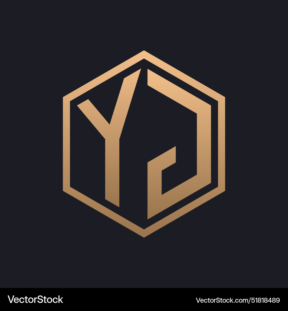 Elegant hexagon letter yj logo design initial Vector Image