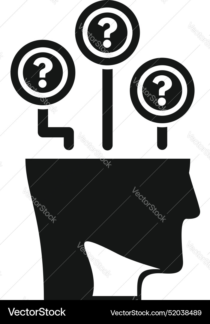 Human head with question marks generating ideas Vector Image