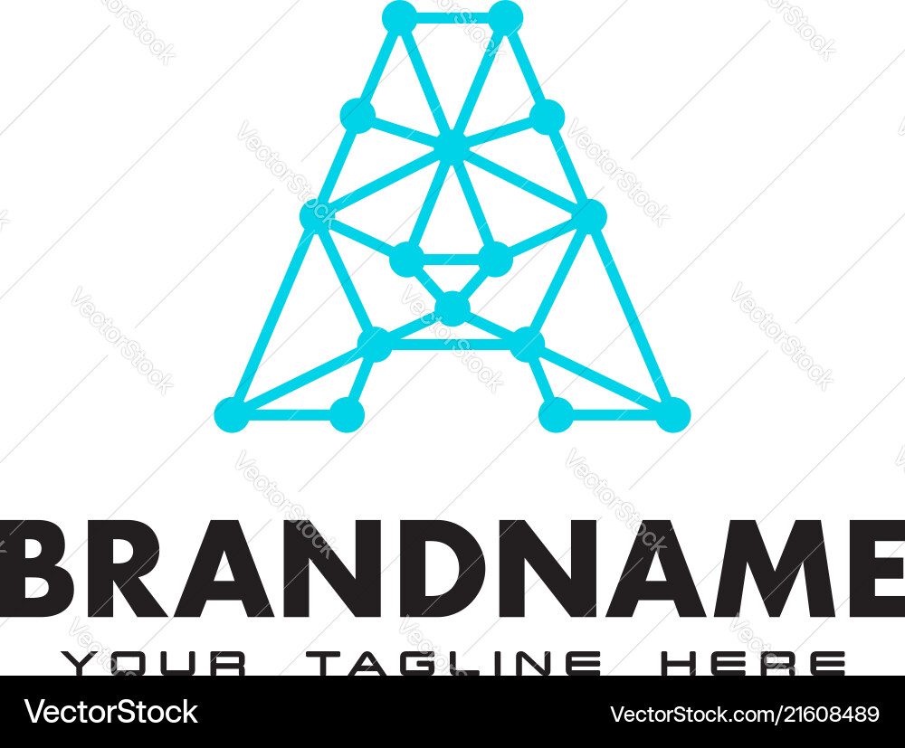 Letter a dot network connection logo design Vector Image