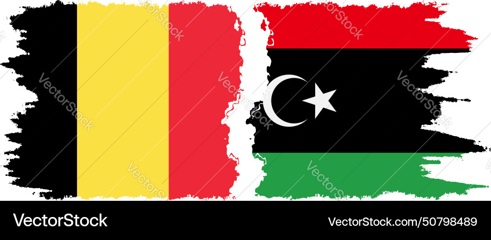 Libya and belgium grunge flags connection Vector Image