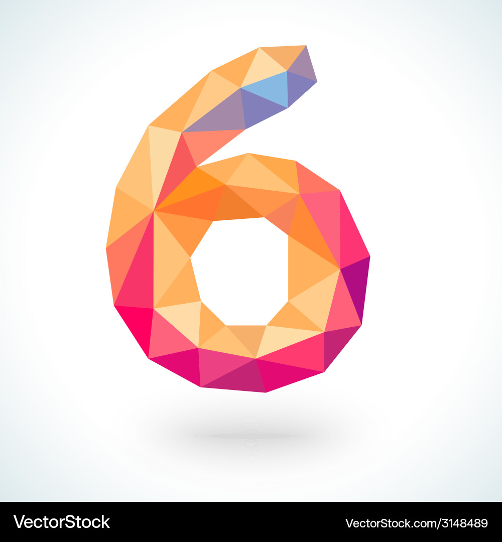 Number six in modern polygonal crystal style Vector Image