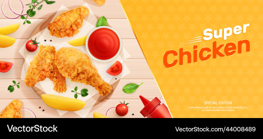 Super chicken food background Royalty Free Vector Image