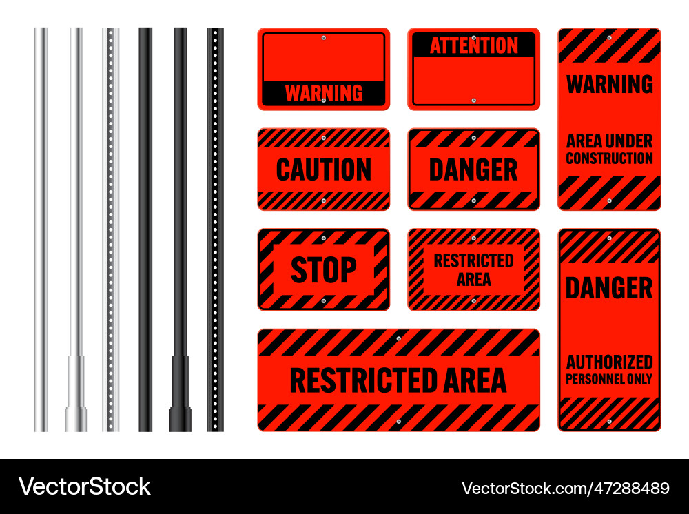 Warning danger signs attention banners Royalty Free Vector