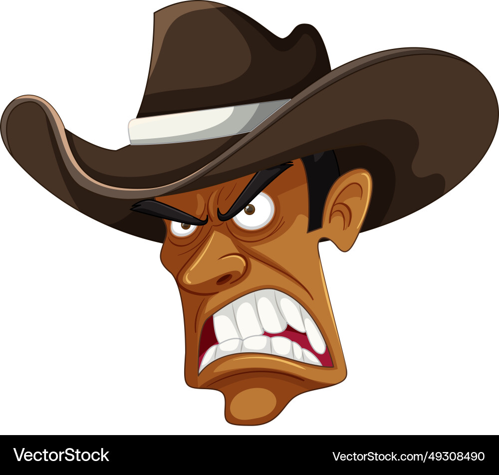 Angry cowboy with hat cartoon Royalty Free Vector Image