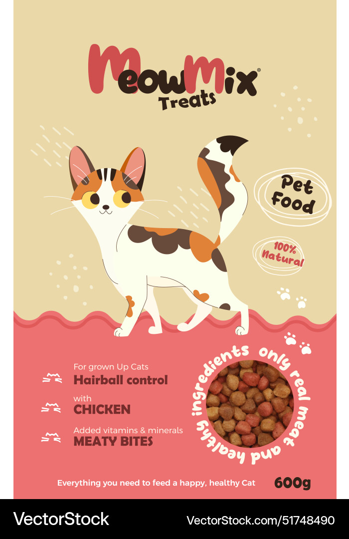 Cat food packaging design pattern for dry Vector Image