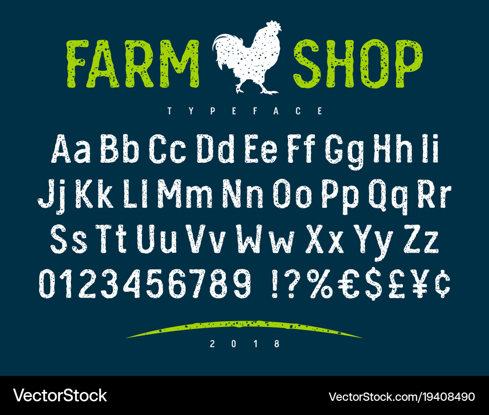 Farm shop font 001 Royalty Free Vector Image - VectorStock
