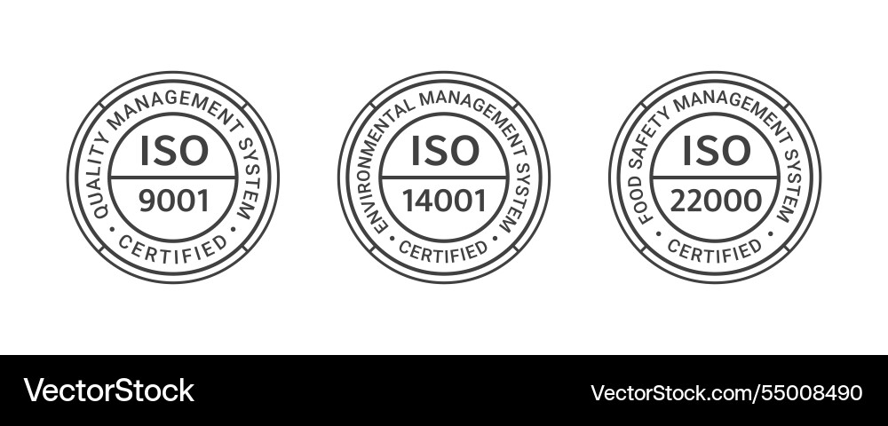 Iso certification badge stamp icon line style Vector Image