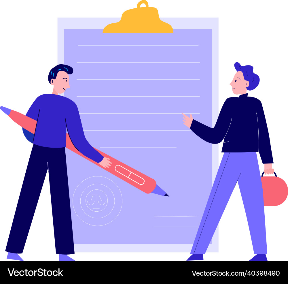 Lawyers with documents composition Royalty Free Vector Image