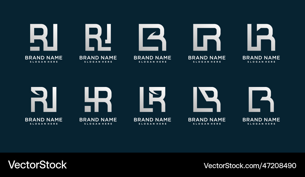 Letter R Logo Set - Creative Monogram Royalty Free Vector