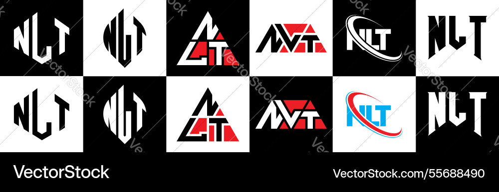 Nlt letter logo design in six style polygon Vector Image