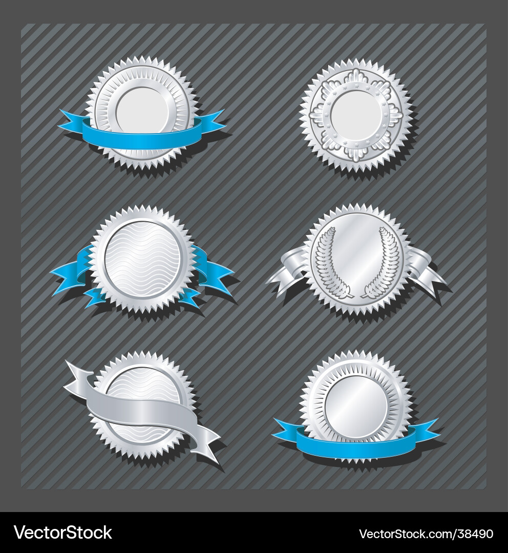 Silver Medallion Collection Royalty Free Vector Image