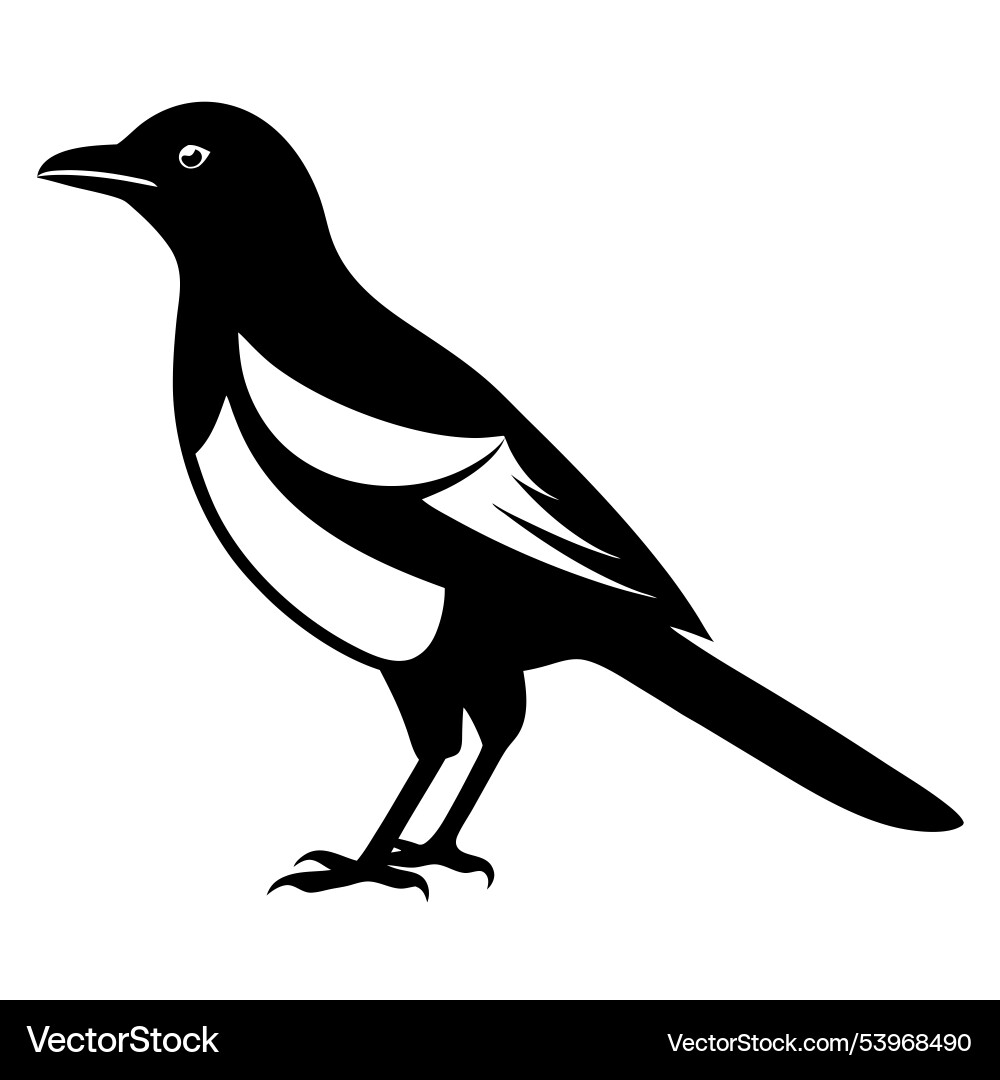 Simple magpie silhouette logo icon Royalty Free Vector Image