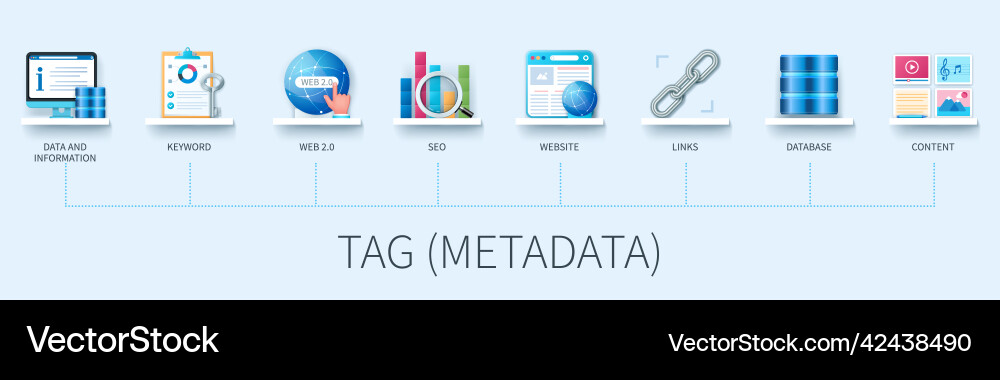 Tag metadata web infographics in 3d style Vector Image