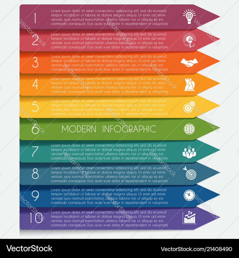 Template infographic horizontal colorful arrows Vector Image
