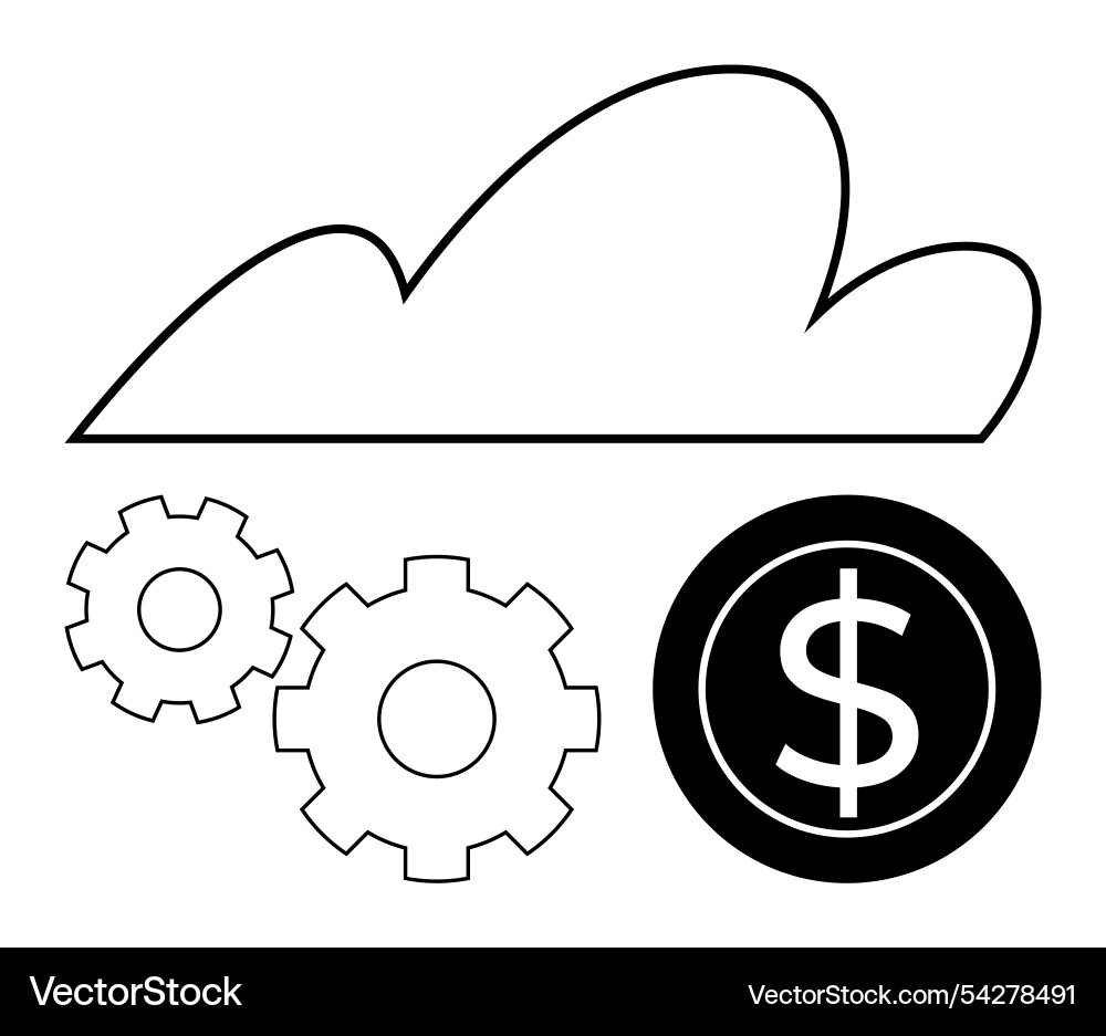 Cloud computing with gears and dollar sign Vector Image