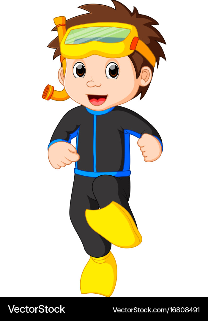 Diver boy cartoon Royalty Free Vector Image - VectorStock