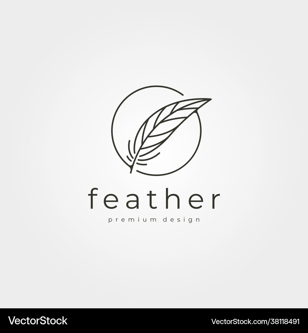 Feather circle logo line art minimal symbol design