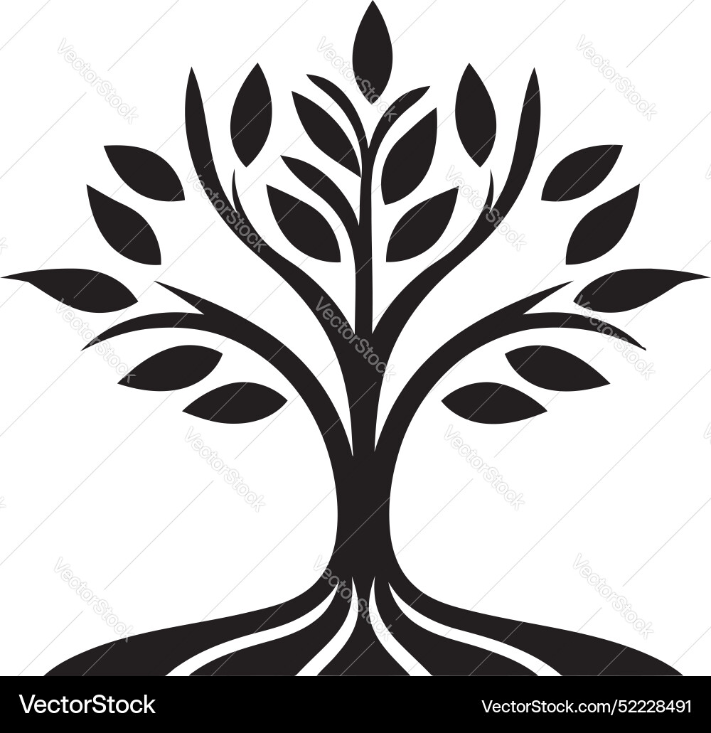 Forest guardian sleek black logo design with tree Vector Image