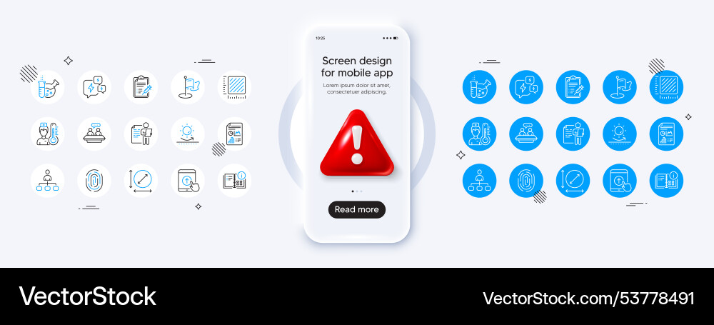 Management milestone and thermometer line icons Vector Image
