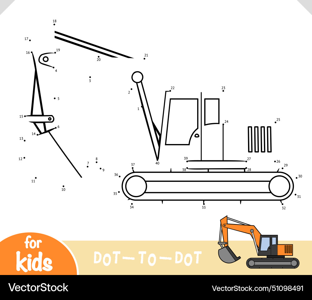 Numbers game education dot to excavator Royalty Free Vector