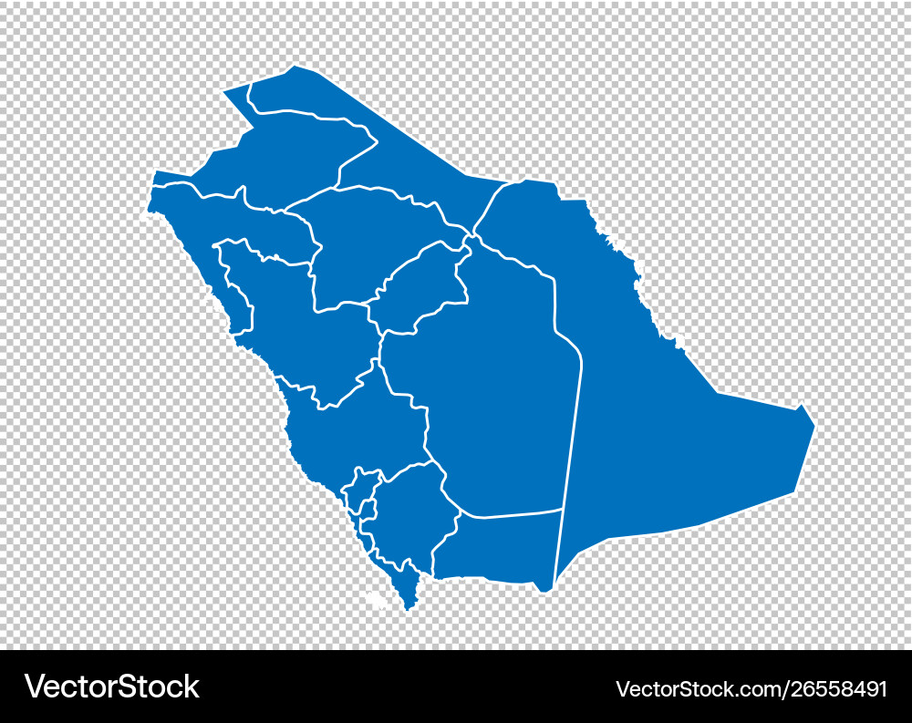 Saudi arabia map - high detailed blue Royalty Free Vector