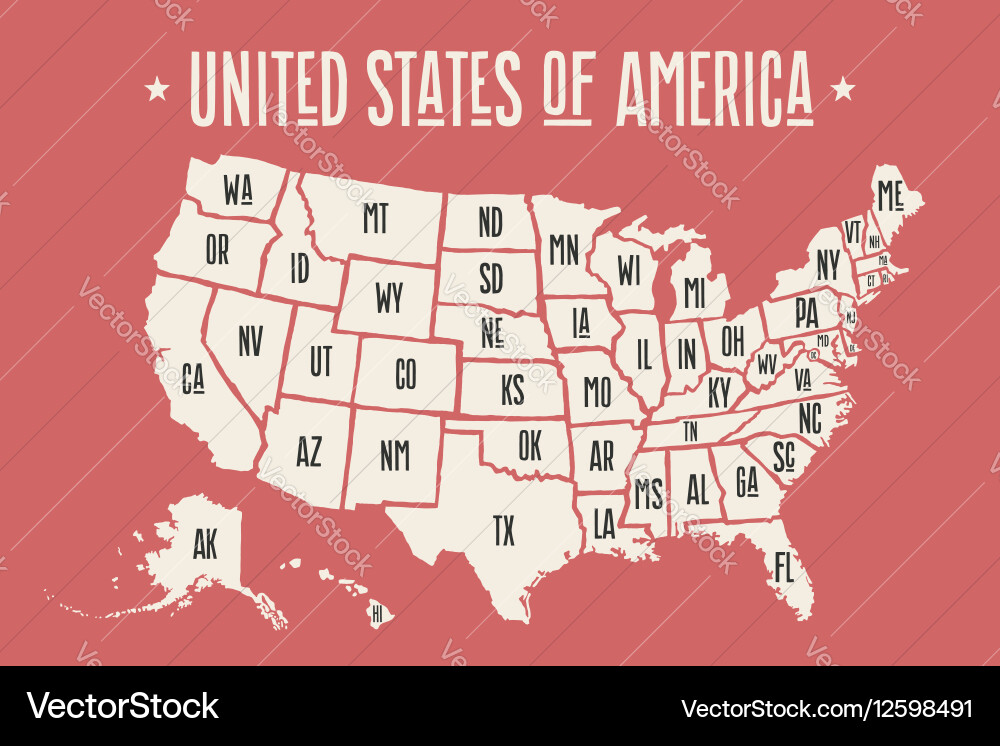 United States Map - State Outline Royalty Free Vector Image