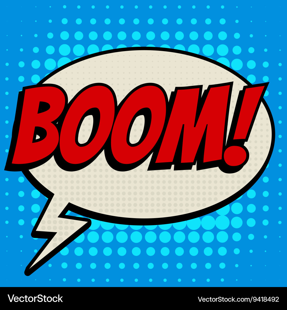 Boom comic book bubble text retro style Royalty Free Vector