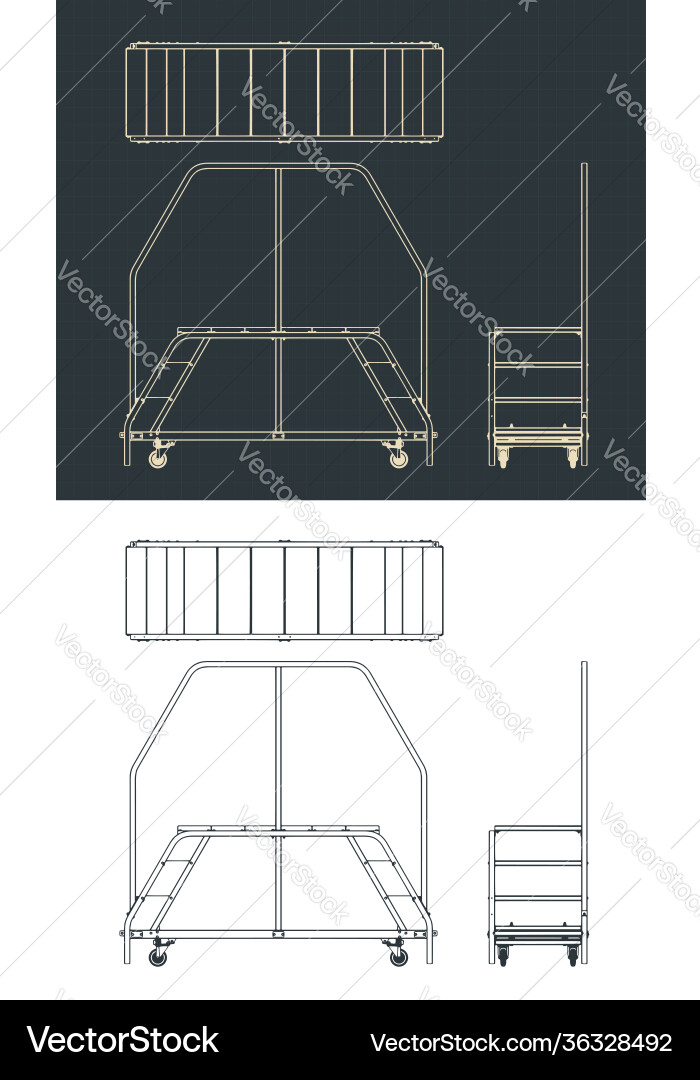 Dual entry service ladder platform drawings Vector Image
