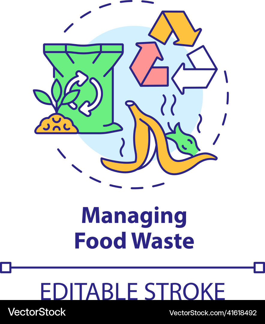 Konzept-Ikone für Lebensmittelabfälle verwalten Vektorbild