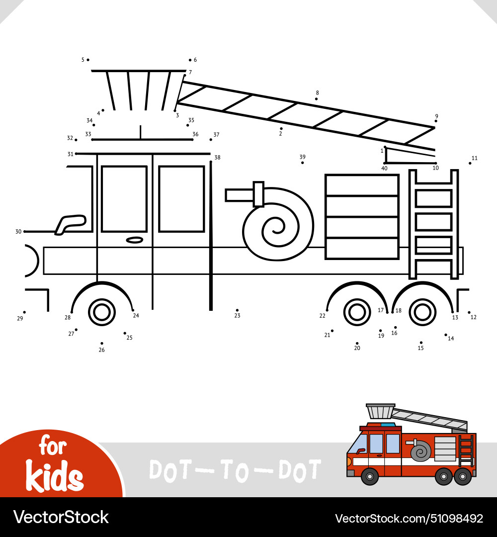 Numbers game education dot to fire engine Vector Image