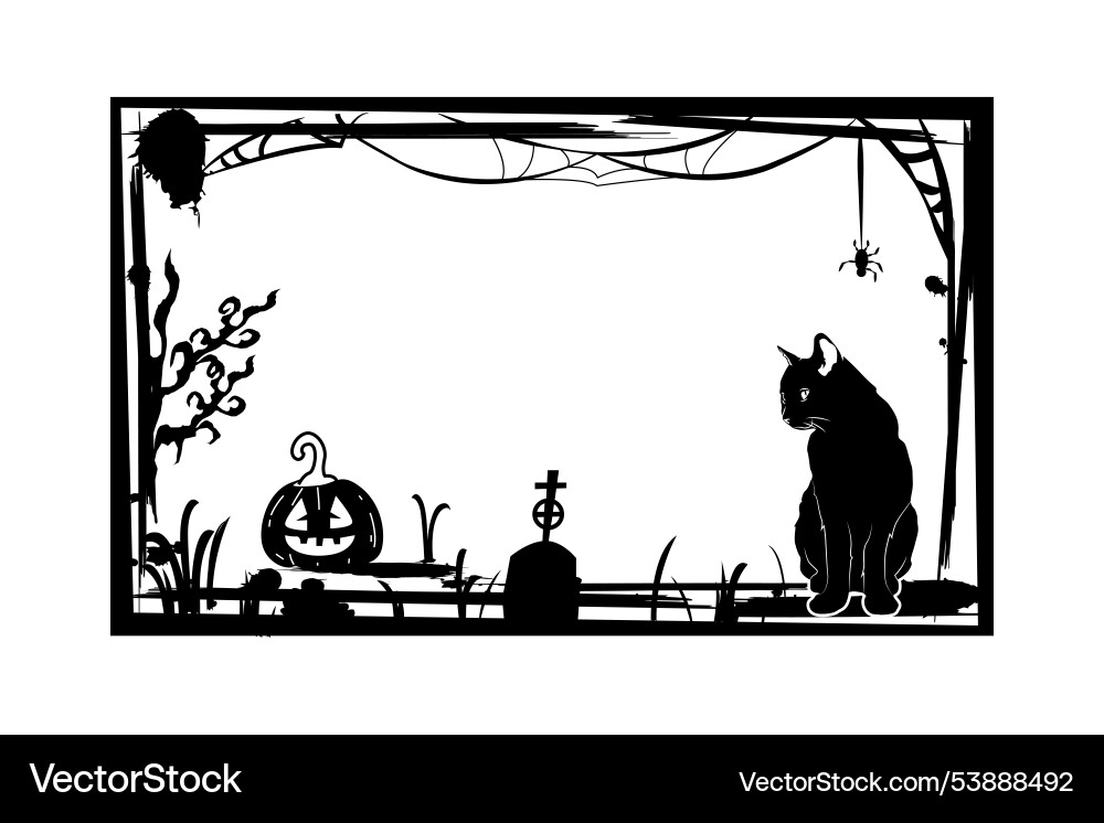 Scary halloween frame silhouette element Vector Image