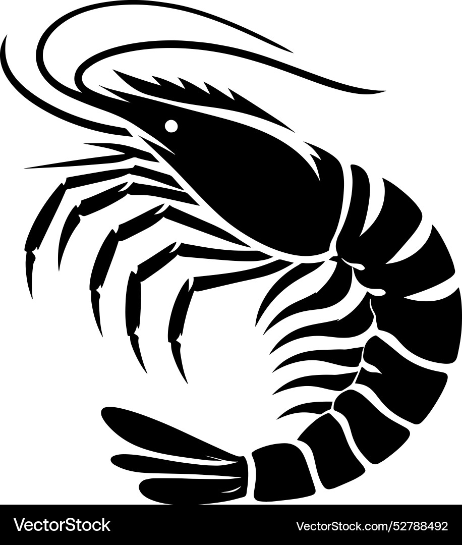Shrimp silhouette isolated on white background Vector Image
