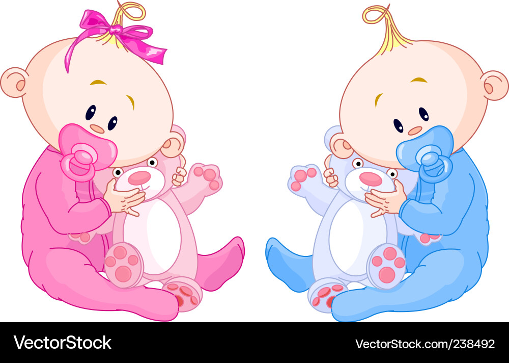 Twin babies Royalty Free Vector Image - VectorStock