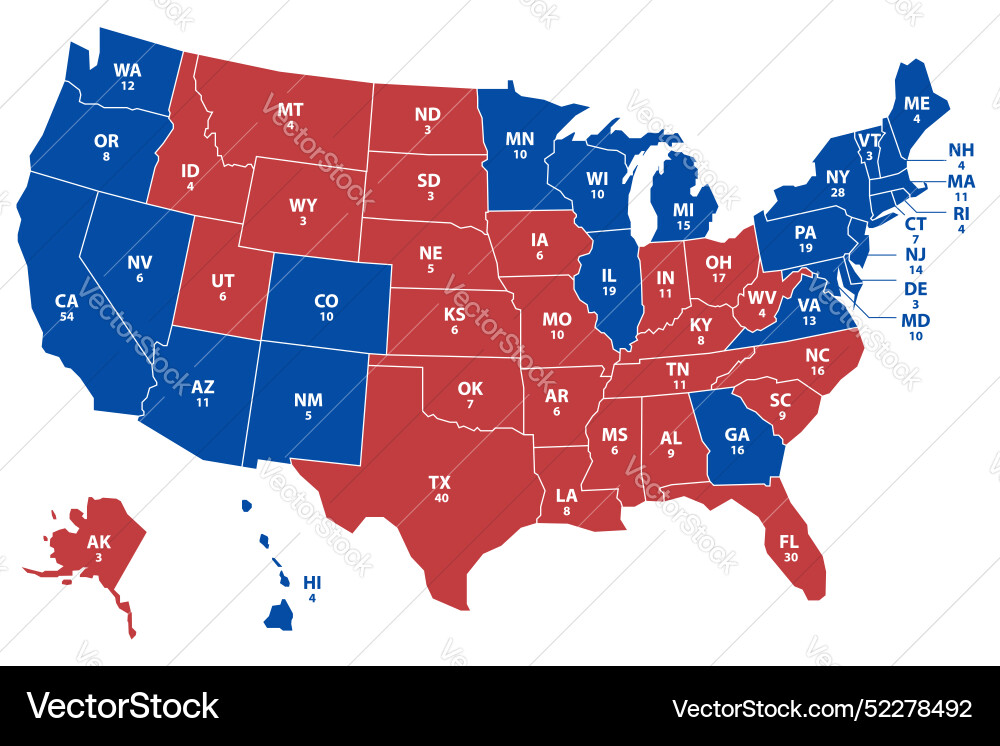US Presidential Election Map - 2024 Royalty Free Vector