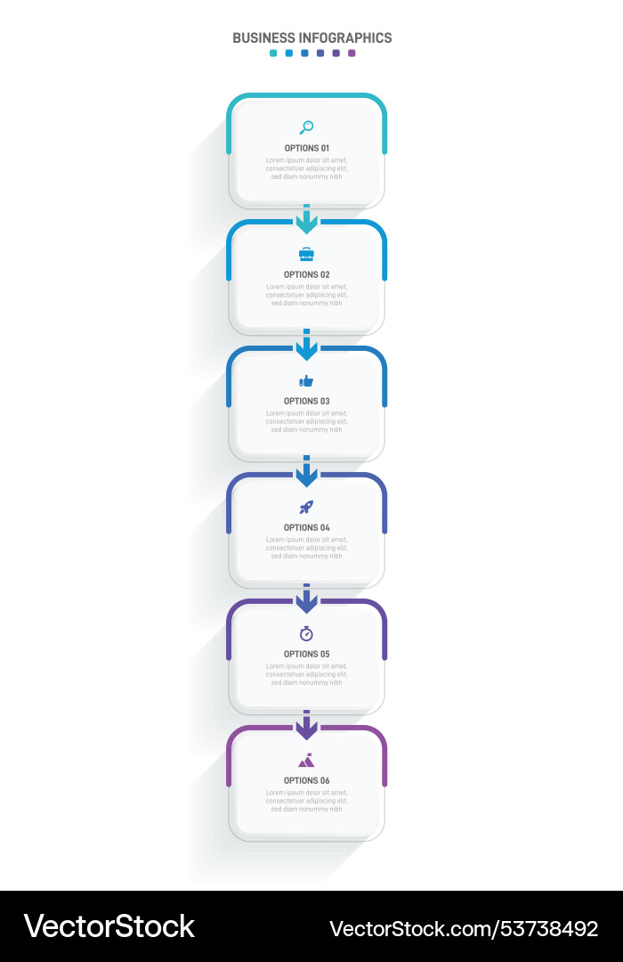 Vertical progress bar featuring 6 arrow-shaped Vector Image