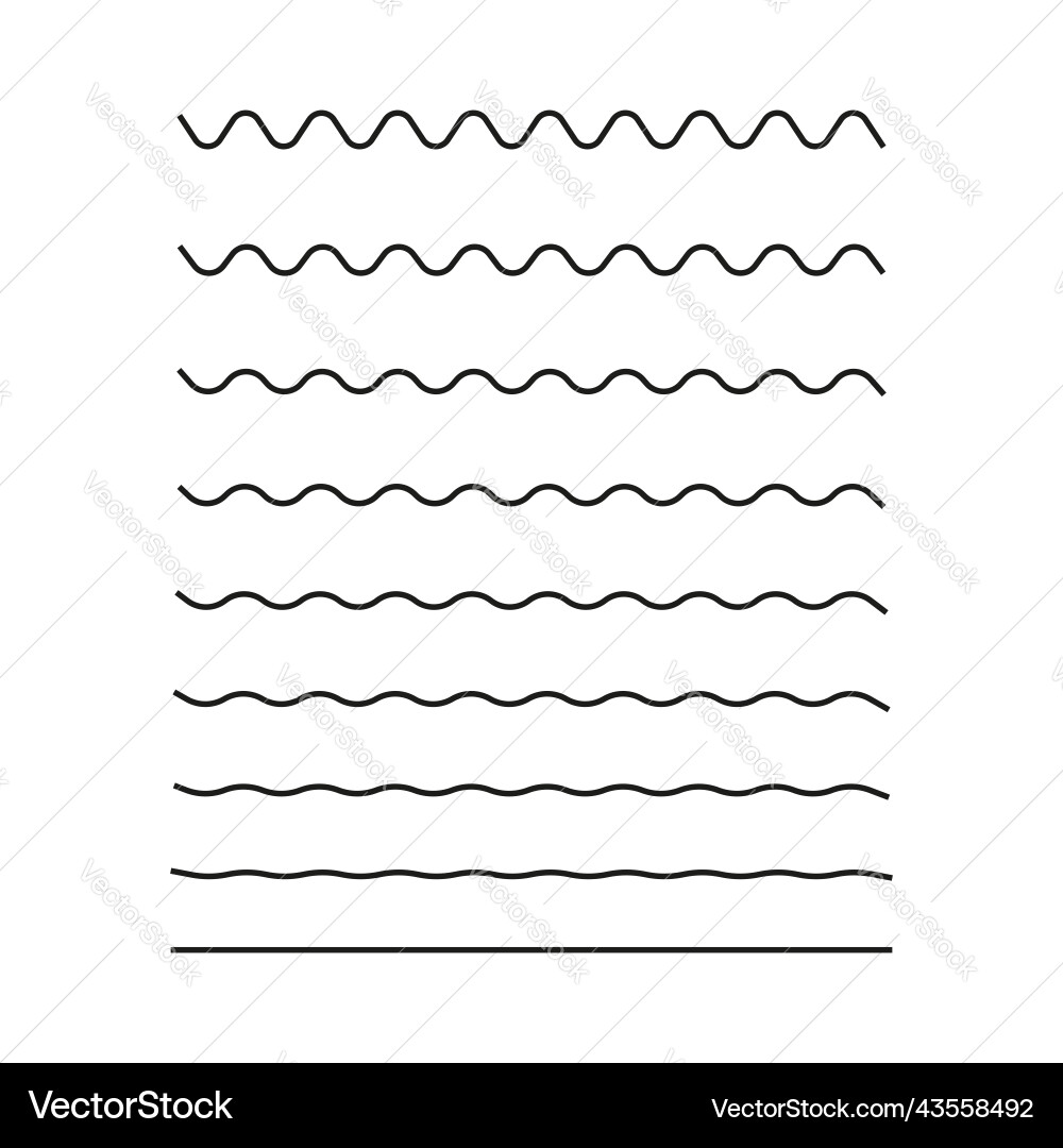 Zigzag line undulate wave wavy curve and squiggle Vector Image