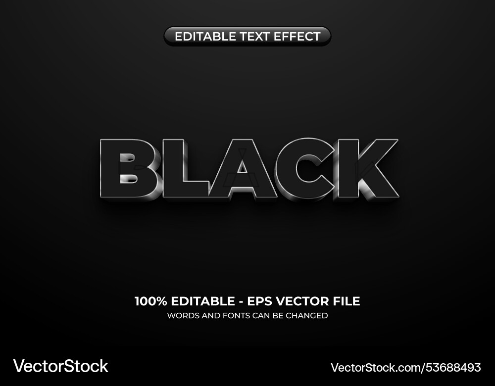 Black and bold text effect with the silver Vector Image