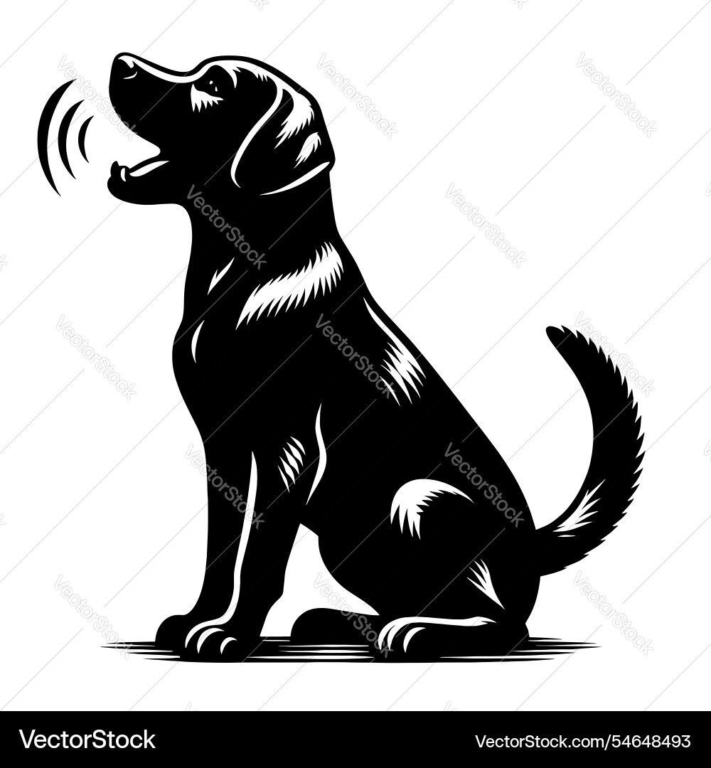 Black and white of a dog barking Royalty Free Vector Image