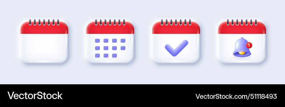 Calendar schedule 3d icons date planner signs Vector Image