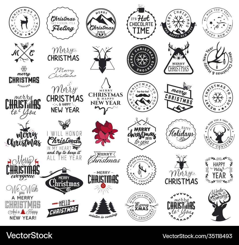 Christmas greeting card design elements Royalty Free Vector