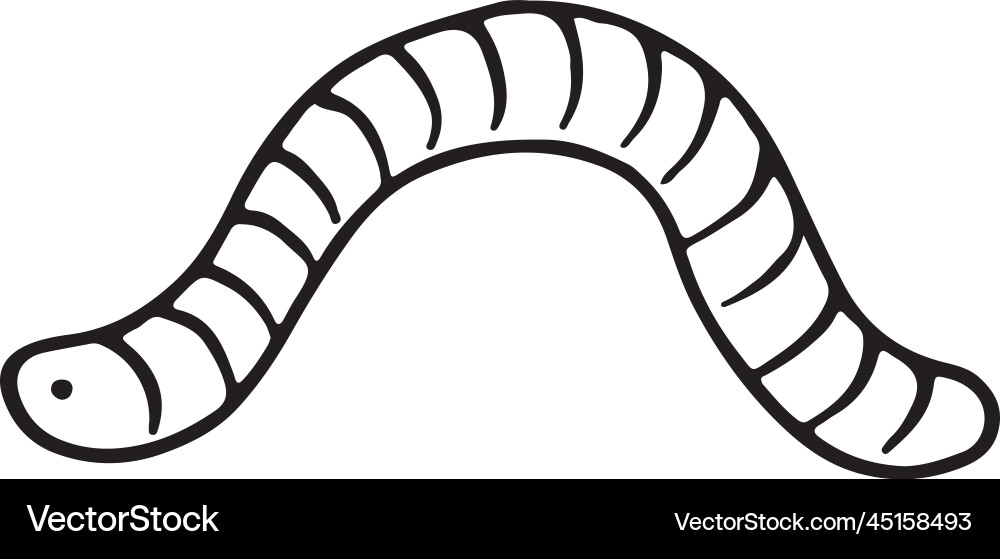 Cute Earthworm Doodle - Hand Drawn Sketch Vector Image