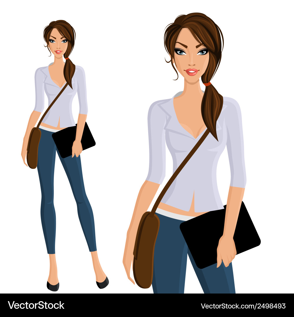 Girl student portrait Royalty Free Vector Image