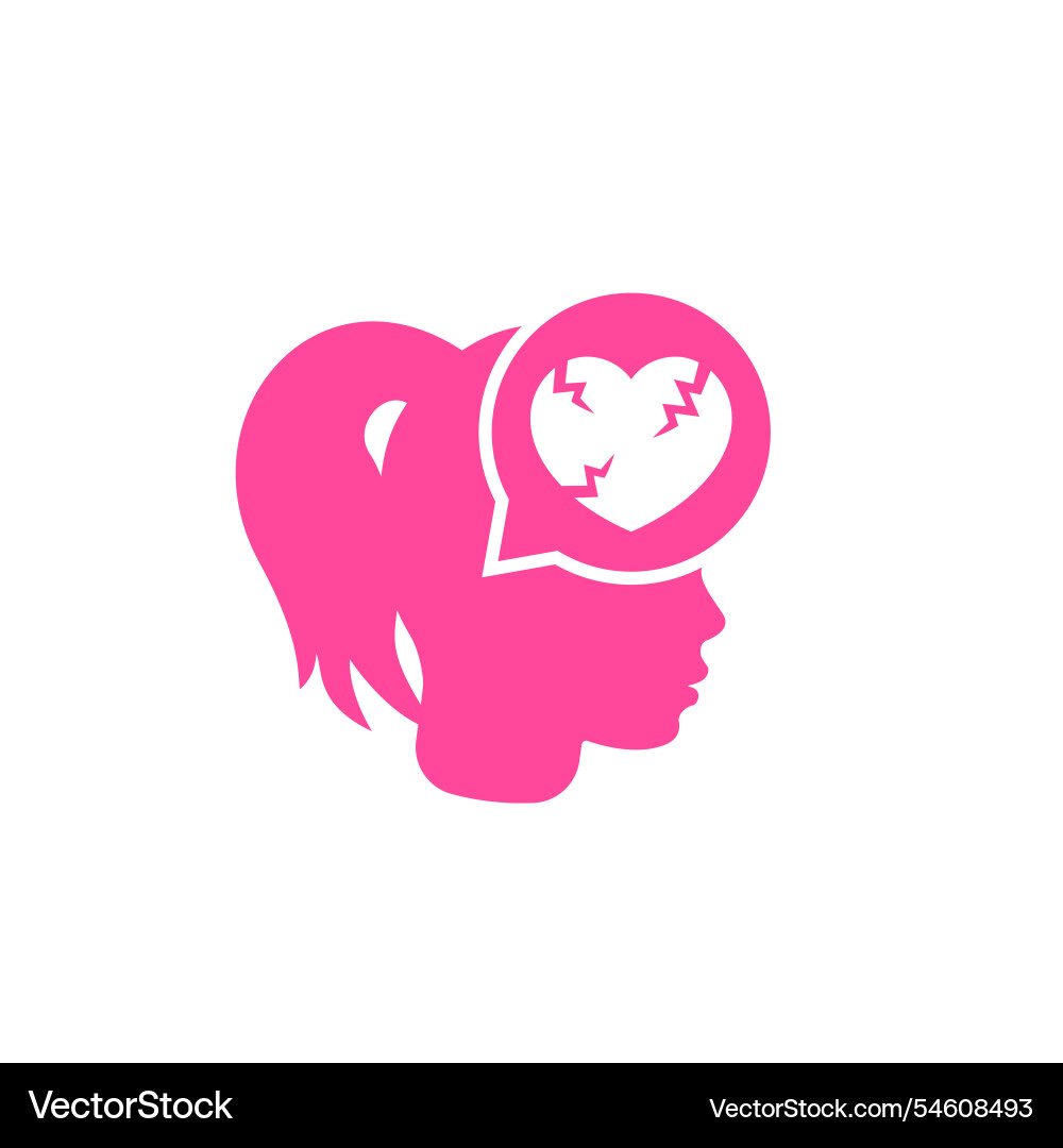 Girl with broken heart icon heartbreak Royalty Free Vector