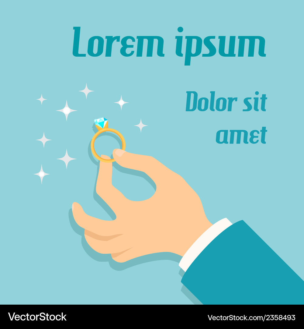 Hand holding ring poster Royalty Free Vector Image