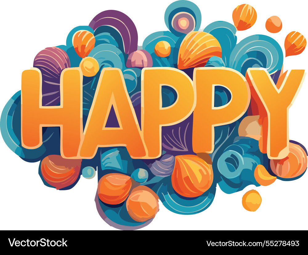 Happy font Royalty Free Vector Image - VectorStock