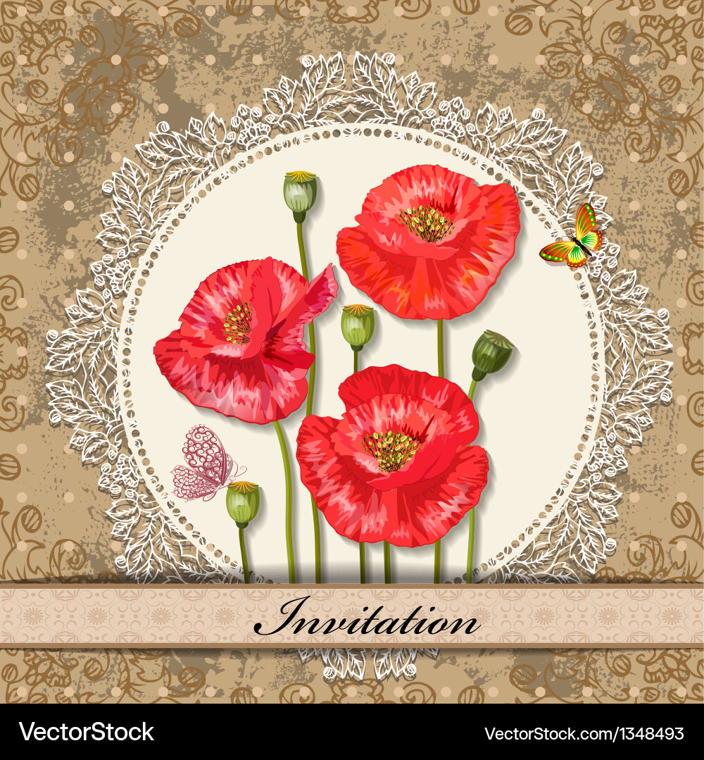 Invitation poppy Royalty Free Vector Image - VectorStock