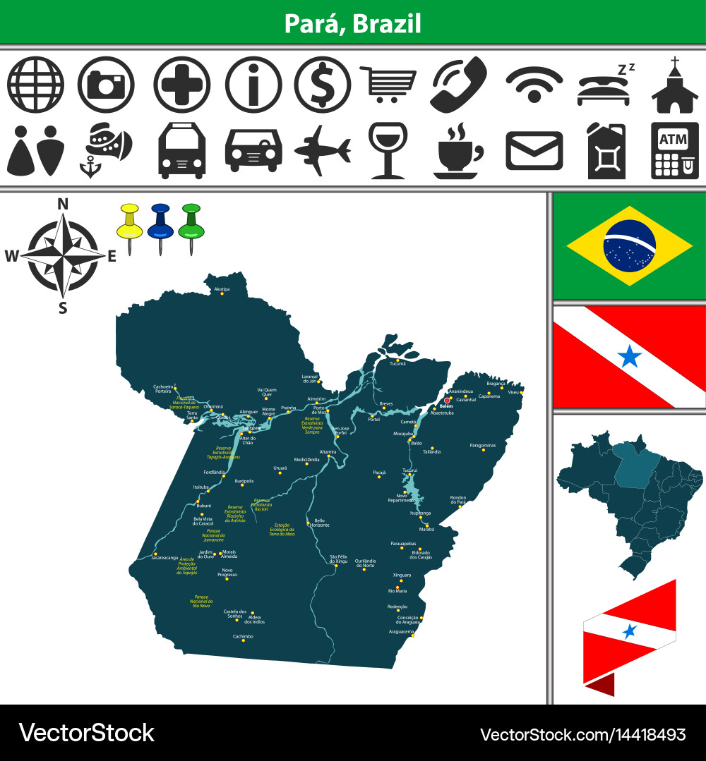 Map of para brazil Royalty Free Vector Image - VectorStock