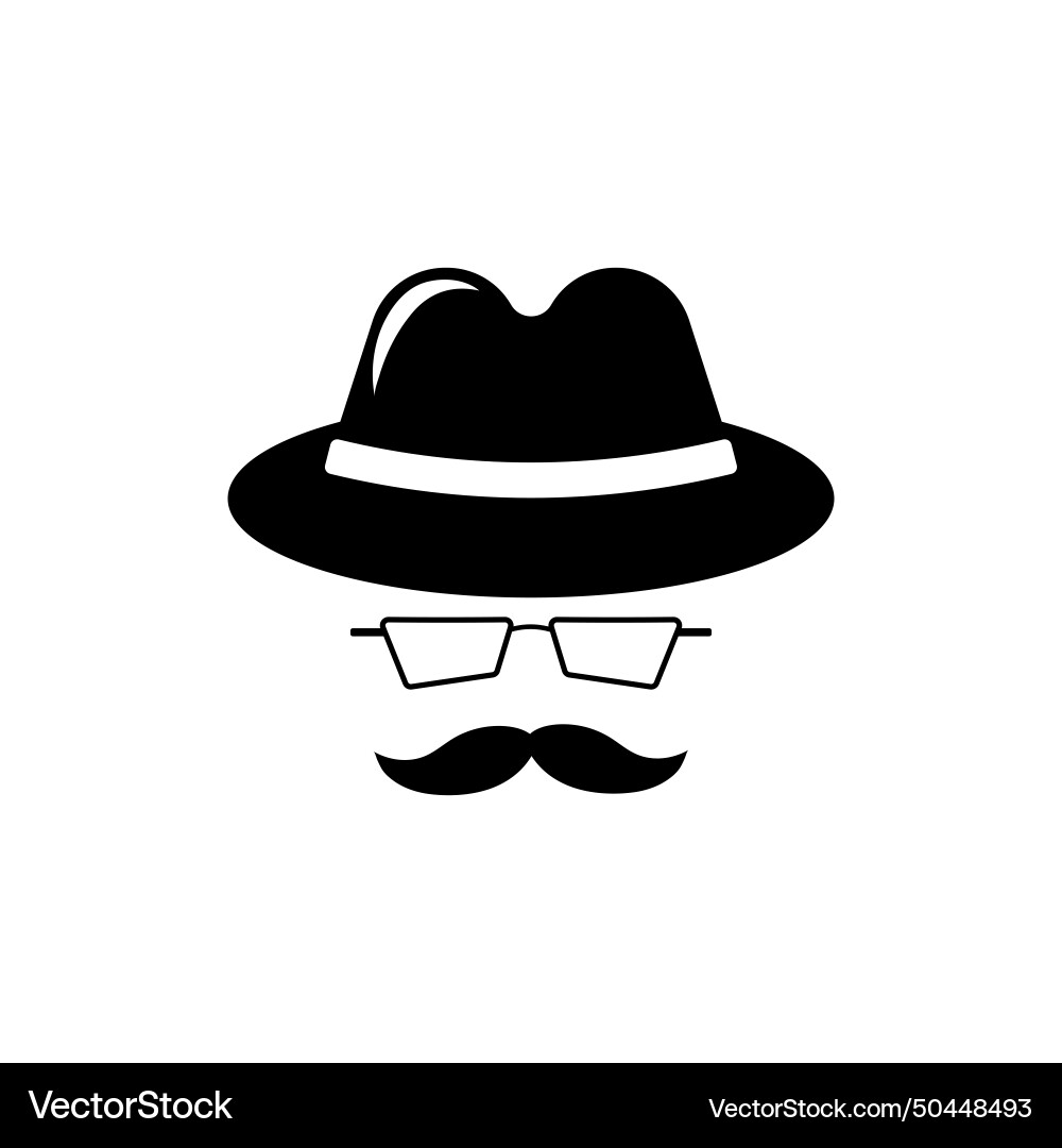 Private detective mask silhouette hat Royalty Free Vector