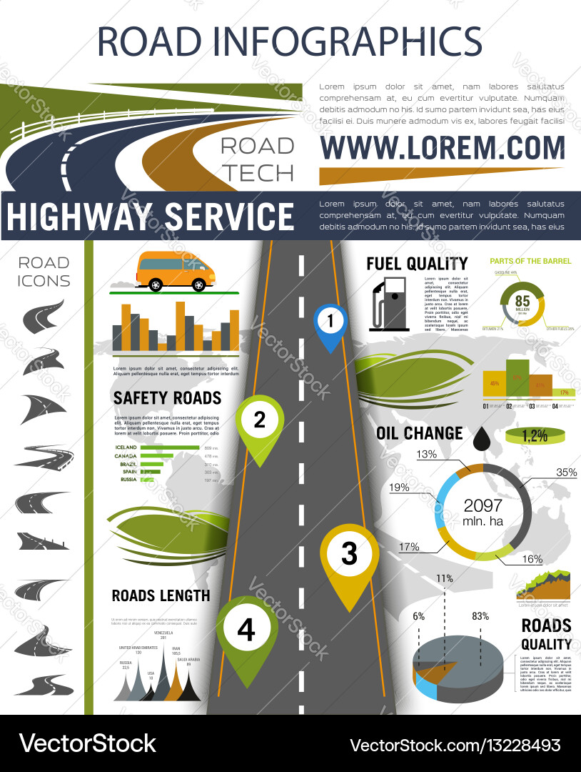 Road infographics for presentation design Vector Image