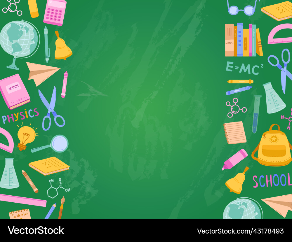 School chalkboard education banner frame Vector Image